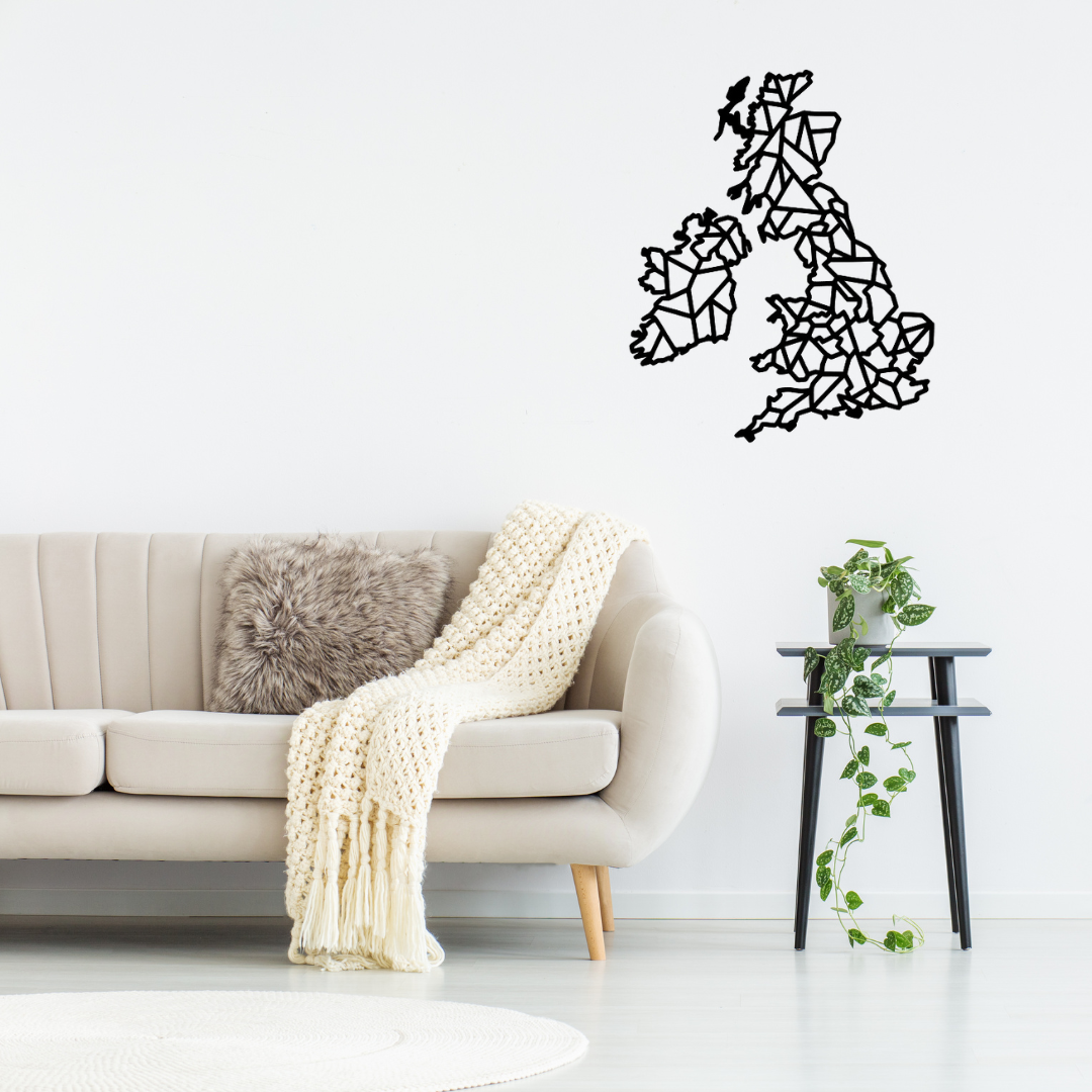 Geometric UK United Kingdom & Ireland Art - Wooden/Acrylic Laser Cut W ...
