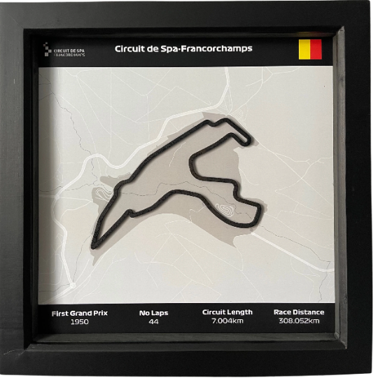 Spa Track Wall Art in Black Square Frame Belgian Grand Prix – StreetWise3D