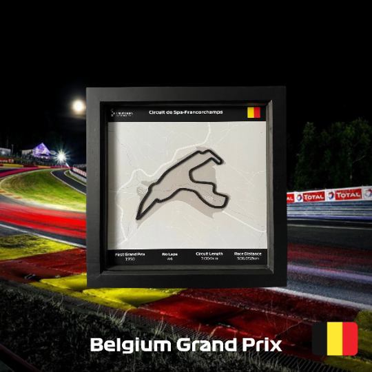 Spa Track Wall Art in Black Square Frame Belgian Grand Prix – StreetWise3D